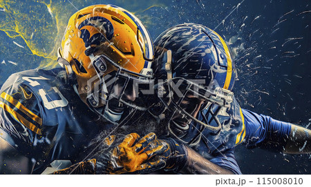 Two football players in helmets clashing with...のイラスト素材 [115008010] - PIXTA