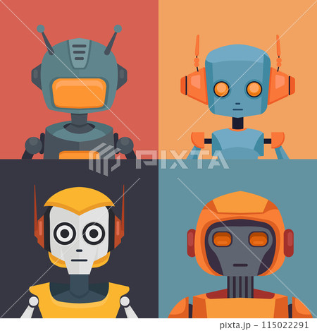 Vector set of portraits of various robots....のイラスト素材 [115022291] - PIXTA