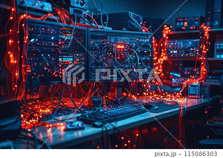 Tangled Tech Vines: A tangle of wires and...のイラスト素材 [115086303] - PIXTA