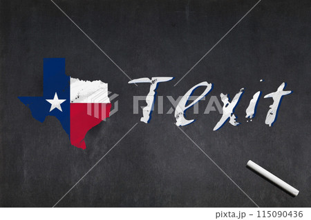 Map of Texas drawn next to the word Texit on a...の写真素材 [115090436] - PIXTA