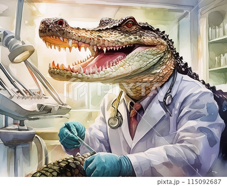 Doctor Holding Large Alligator. Generative AIのイラスト素材 [115092687] - PIXTA