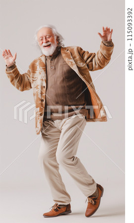 Full length photo of active grandpa moving...のイラスト素材 [115093392] - PIXTA