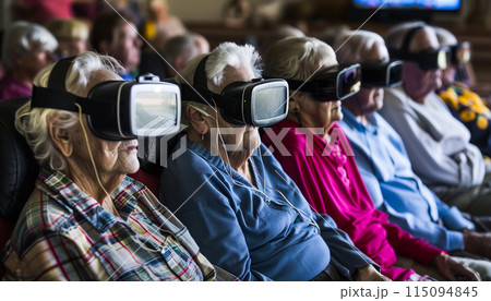 Senior people using virtual reality gogglesのイラスト素材 [115094845] - PIXTA