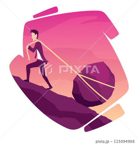 Businessman with boulder vector illustration....のイラスト素材 [115094908] - PIXTA