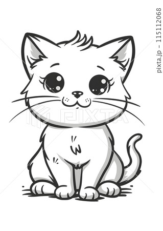 Cartoon drawing of a Felidae Vertebrate with...のイラスト素材 [115112068] - PIXTA