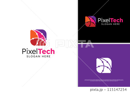 Modern pixel tech data logo vector isolated...のイラスト素材 [115147254] - PIXTA