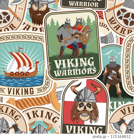 Vikings warrior seamless pattern or background....のイラスト素材 [115168612 ...
