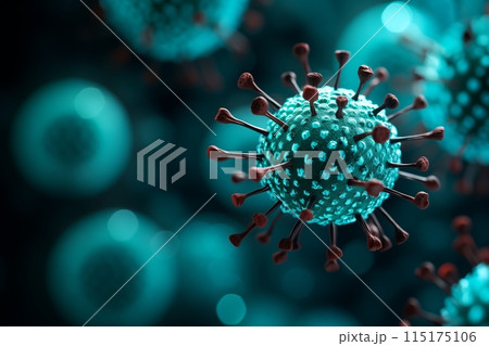 A close-up visualization of a coronavirus...のイラスト素材 [115175106] - PIXTA