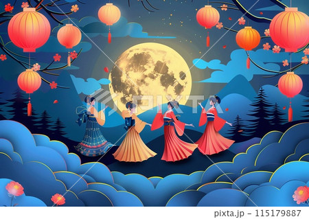Obon festival vector paper cut art showcasing...のイラスト素材 [115179887] - PIXTA