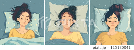 Insomnia cartoon vector concepts. Girl bed...のイラスト素材 [115180041] - PIXTA