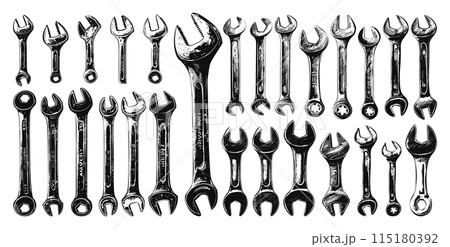 Spanner Wrenches. Doodle Style, Hand-Drawn,...のイラスト素材 [115180392] - PIXTA