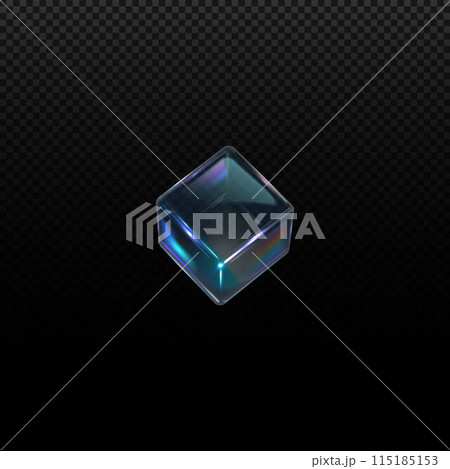3D transparent glass cube icon vector illustrationのイラスト素材 [115185153 ...