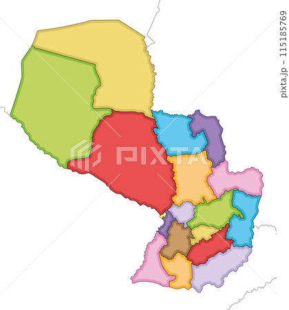 Vector illustrated blank map of Paraguay with...のイラスト素材 [115185769] - PIXTA