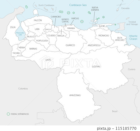Vector map of Venezuela with states, capital...のイラスト素材 [115185770] - PIXTA
