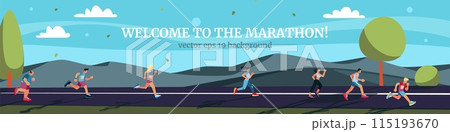 Marathon background. People running. Welcome to...のイラスト素材 [115193670 ...