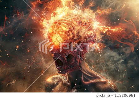 Mind Explosion, Mega Energy Brain, Angry...のイラスト素材 [115206961] - PIXTA