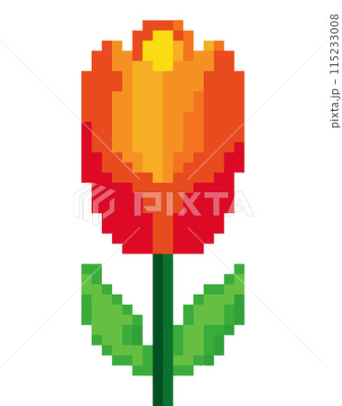 Vibrant Pixel Art Tulip: Retro 8-bit Floral...のイラスト素材 [115233008] - PIXTA