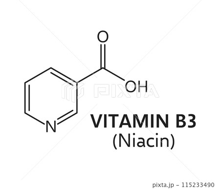Vitamin b3 or niacin molecular formula c6h5no2....のイラスト素材 [115233490 ...