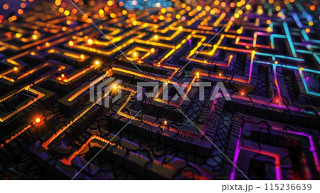 Intricate paths illuminated with guiding...のイラスト素材 [115236639] - PIXTA