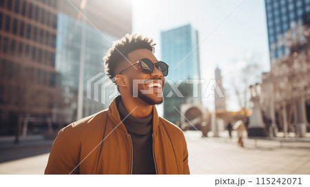 Fashionable portrait of stylish happy smiling...のイラスト素材 [115242071] - PIXTA