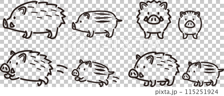 簡單可愛的野豬與uribo插畫集-插圖素材 [115251924] - PIXTA圖庫