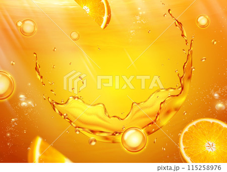 3D Fizzy orange liquid backgroundのイラスト素材 [115258976] - PIXTA