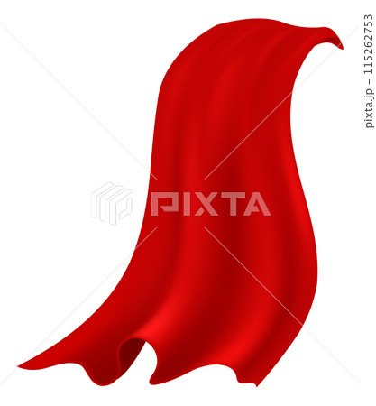 Red textile. Realistic drapery cape, silk and...のイラスト素材 [115262753] - PIXTA