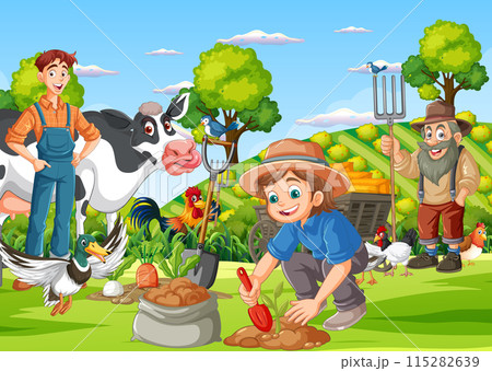 Happy Farm Life Illustrationのイラスト素材 [115282639] - PIXTA
