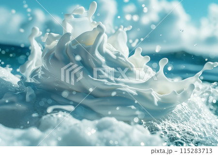 Closeup of White Cream Splashing Into Waterのイラスト素材 [115283713] - PIXTA