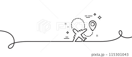 Airplane line icon. Continuous one line with...のイラスト素材 [115301043] - PIXTA