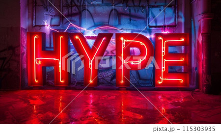 Red LED Social media hype concept art poster.のイラスト素材 [115303935] - PIXTA