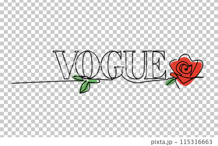 Continuous one line drawing of text "Vogue"...のイラスト素材 [115316663] - PIXTA