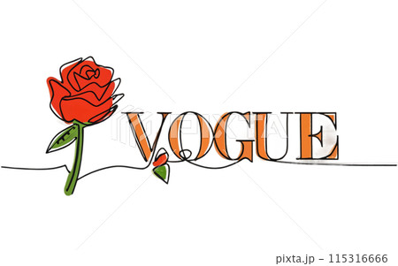 Continuous one line drawing of text "Vogue"...のイラスト素材 [115316666] - PIXTA