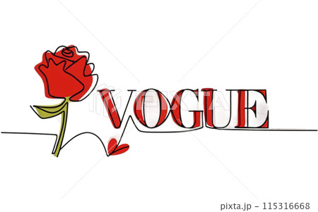 Continuous one line drawing of text "Vogue"...のイラスト素材 [115316668] - PIXTA