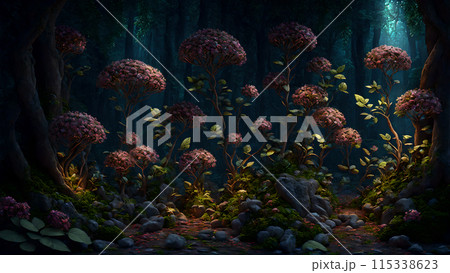 Ancient Floral Forest background 3d wallpaperのイラスト素材 [115338623] - PIXTA