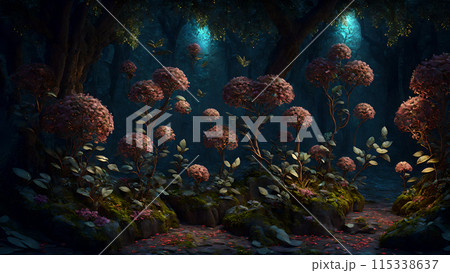 Ancient Floral Forest background 3d wallpaperのイラスト素材 [115338637] - PIXTA