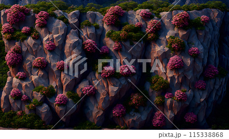 Flowering Cliffside background 3d wallpaperのイラスト素材 [115338868] - PIXTA