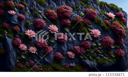Flowering Cliffside background 3d wallpaperのイラスト素材 [115338871] - PIXTA