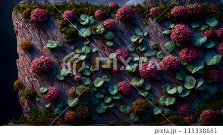 Flowering Cliffside background 3d wallpaperのイラスト素材 [115338881] - PIXTA