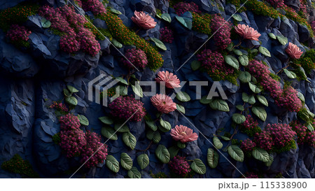 Flowering Cliffside background 3d wallpaperのイラスト素材 [115338900] - PIXTA