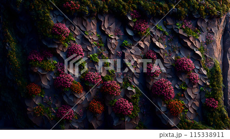 Flowering Cliffside background 3d wallpaperのイラスト素材 [115338911] - PIXTA