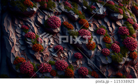 Flowering Cliffside background 3d wallpaperのイラスト素材 [115338925] - PIXTA