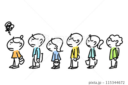行列に並ぶ人々 男女 イライラ 待ち時間 ストレス シンプルで可愛い線画イラストのイラスト素材 [115344672] - PIXTA