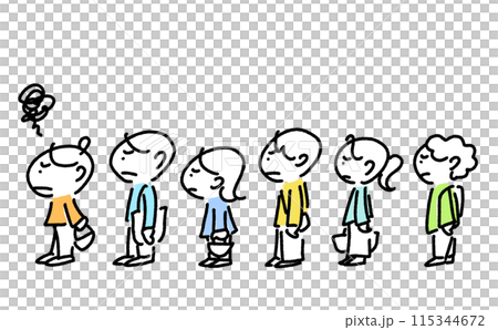 People waiting in line, men and women,... - Stock Illustration ...