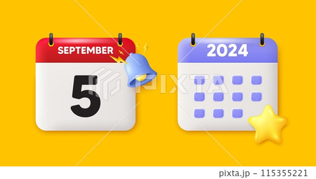 5th day of the month icon. Calendar date 3d...のイラスト素材 [115355221] - PIXTA