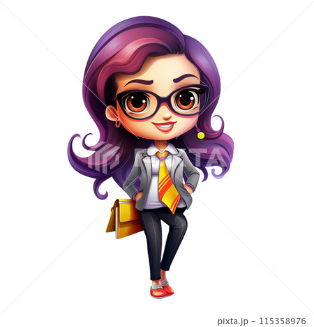 Vibrant cartoon, a poised businesswoman or CEO...のイラスト素材 [115358976 ...