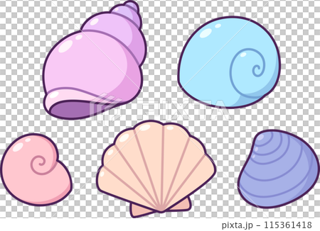 Cute cartoon shells collection - Stock Illustration [115361418] - PIXTA