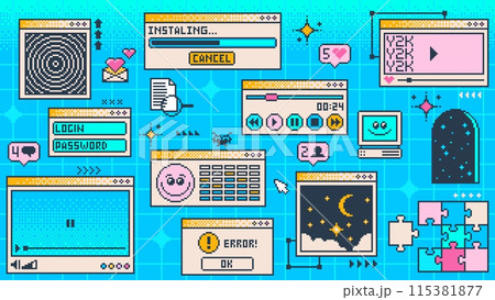 Retro y2k page, computer window interface....のイラスト素材 [115381877] - PIXTA