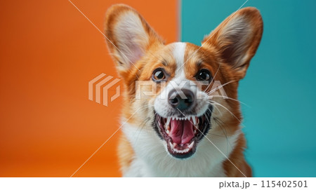 Pembroke Welsh Corgi, angry dog baring its...のイラスト素材 [115402501] - PIXTA