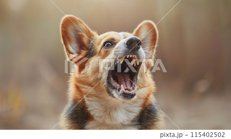 Pembroke Welsh Corgi, angry dog baring its...のイラスト素材 [115402502] - PIXTA
